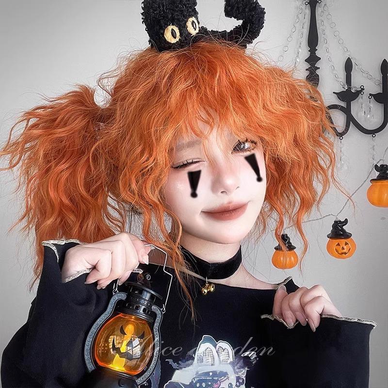 Halloween Long Pumpkin Devil Wig - EZPARTYSTORE